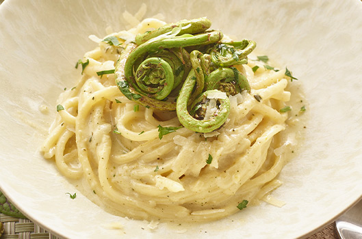 Bucatini with Fiddlehead Ferns, Parmesan, and Lemon Recipe | Citarella